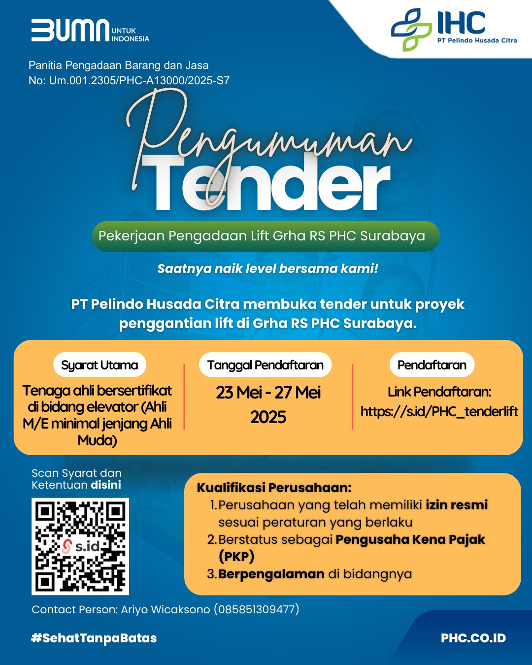 2025/05/23 | Pengumuman Tender Pengadaan Lift Graha RS PHC Surabaya